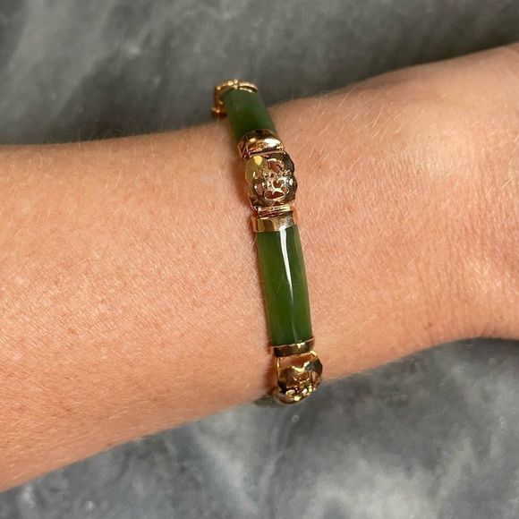 JTV | Jewelry | Genuine Jade Gold Link Bracelet | Poshmark